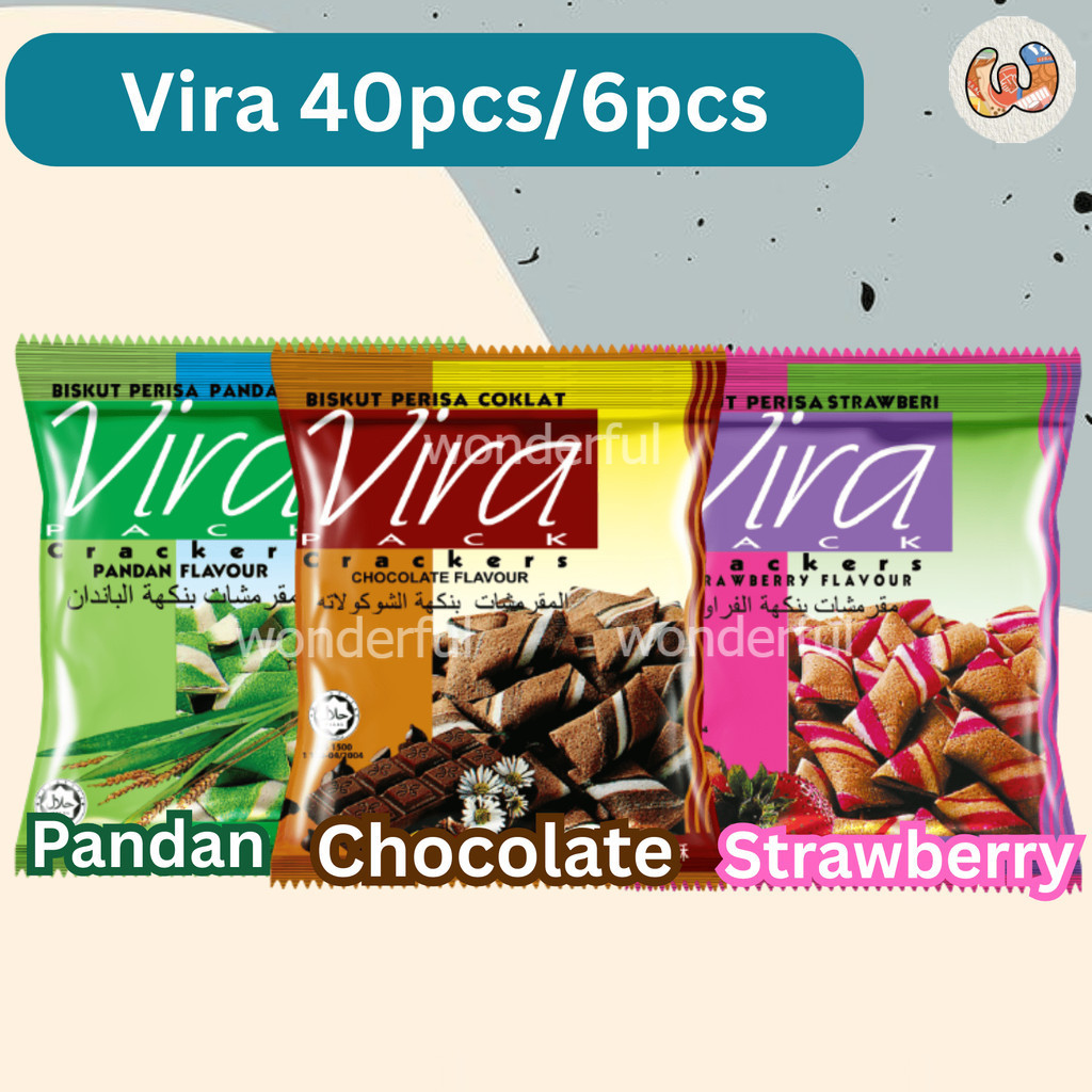 WF Keropok Vira Pack Krackers Chocolate/Strawberry/Pandan 40pcs/6pcs ...