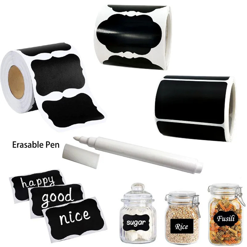 120Pcs/Roll 3 Styles Removable Blackboard Stickers With Erasable Pen ...