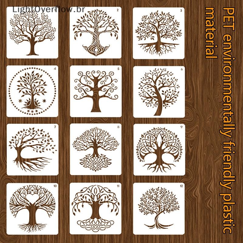 [LightOverflow] 12Pcs Reusable Tree Stencils Set Tree Of Life Stencil ...