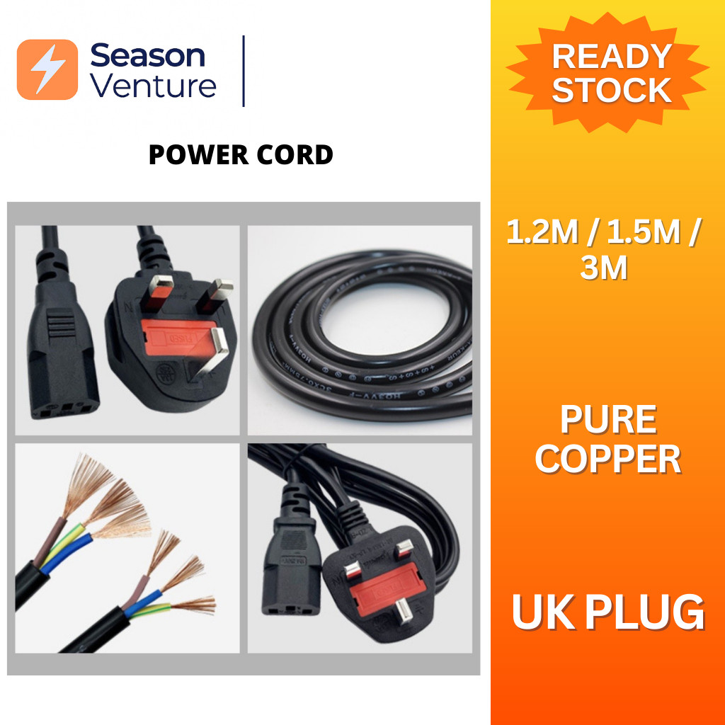 3 Pin UK Power Cord Cable 800W 1.2m/1.5m Malaysia Plug for Rice Cooker ...