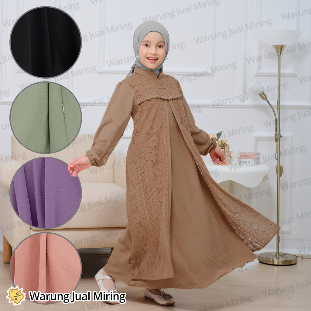 SALSA Girls' Gamis Dress 2-12 Years Crinkle Airflow Muslim Dress for ...