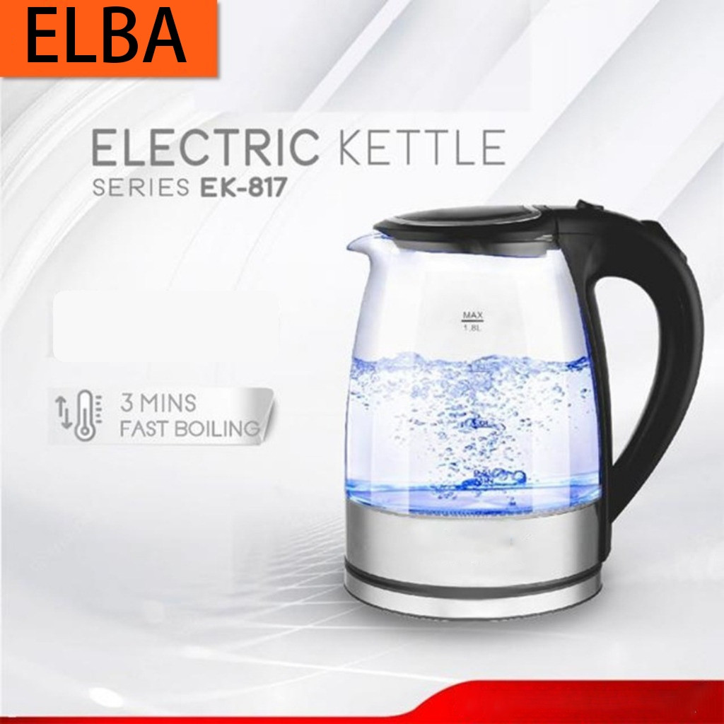 ELBA Electric Glass Kettle with Blue LED Light 2L(3-year warranty ...