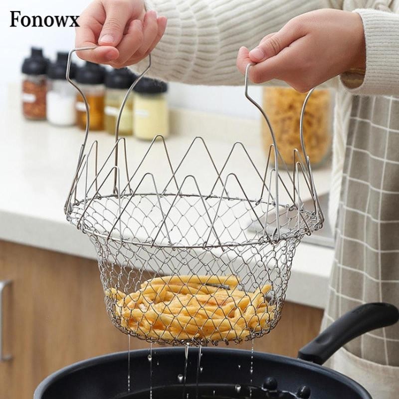 Fonowx Stainless Steel Deep Fry Basket Draining Tool for Kitchen And ...
