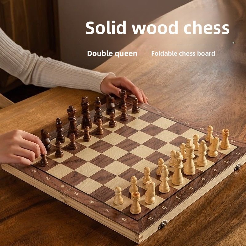 3-IN-1 Wooden Chess Set Chess Game Board Folding Chess Board Table Game ...