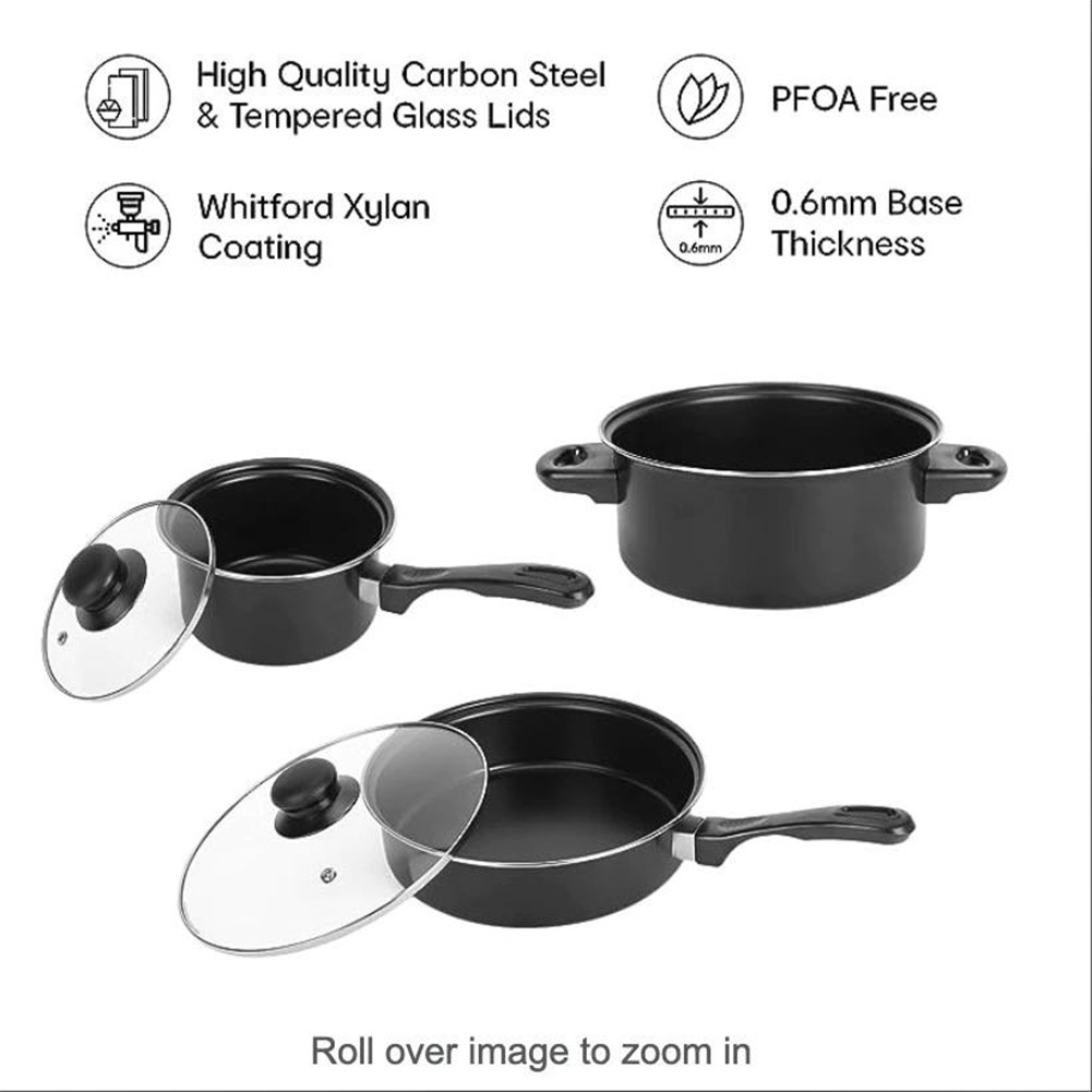 12-Piece Non-Stick Cookware Set Deep Frying Pan with Lid Milk Pot ...