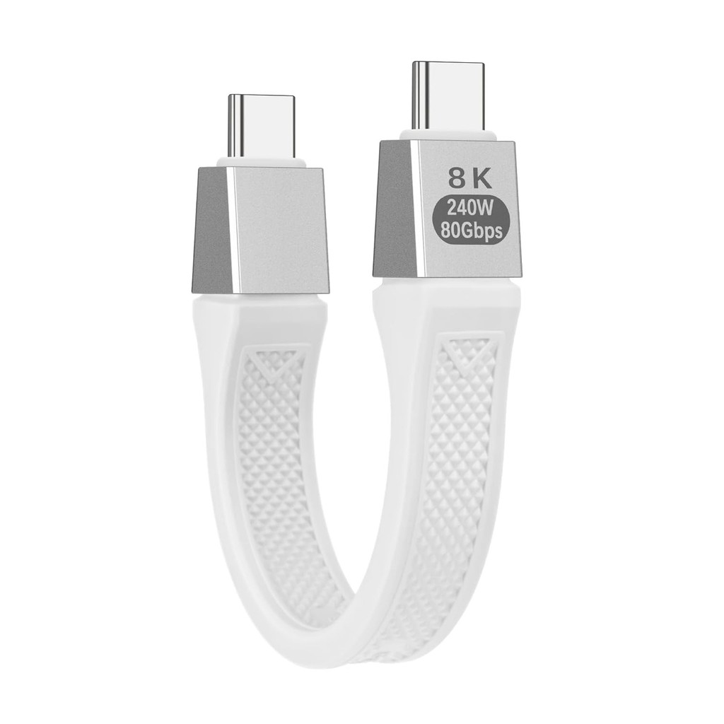 USB-C to USBC Short Flat Cable 240W (13cm), Thunderbolt 5/4 Compatible ...
