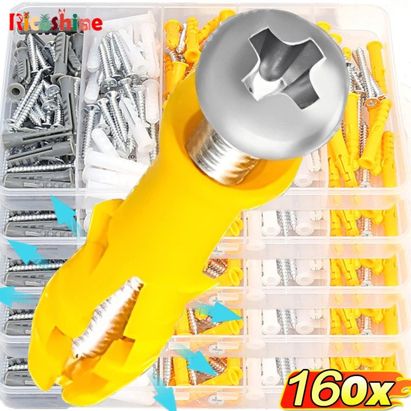 160pcs/Box Plastic Expansion Tube Pipe Wall Expansion Anchors Plugs ...