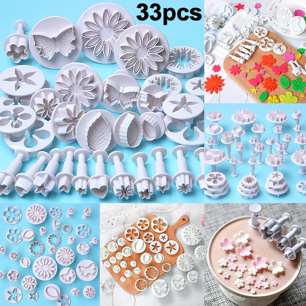 33 Pcs/set Cake Decorating Tools Fondant Plunger Cutters Tools Cookie ...