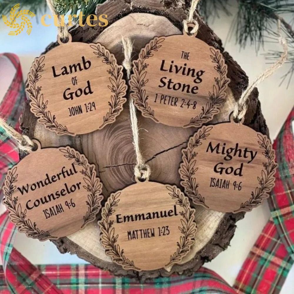 CURTES 10Pcs Wood Ornament, Bible Characters Jesus Xmas Tree Hanging ...