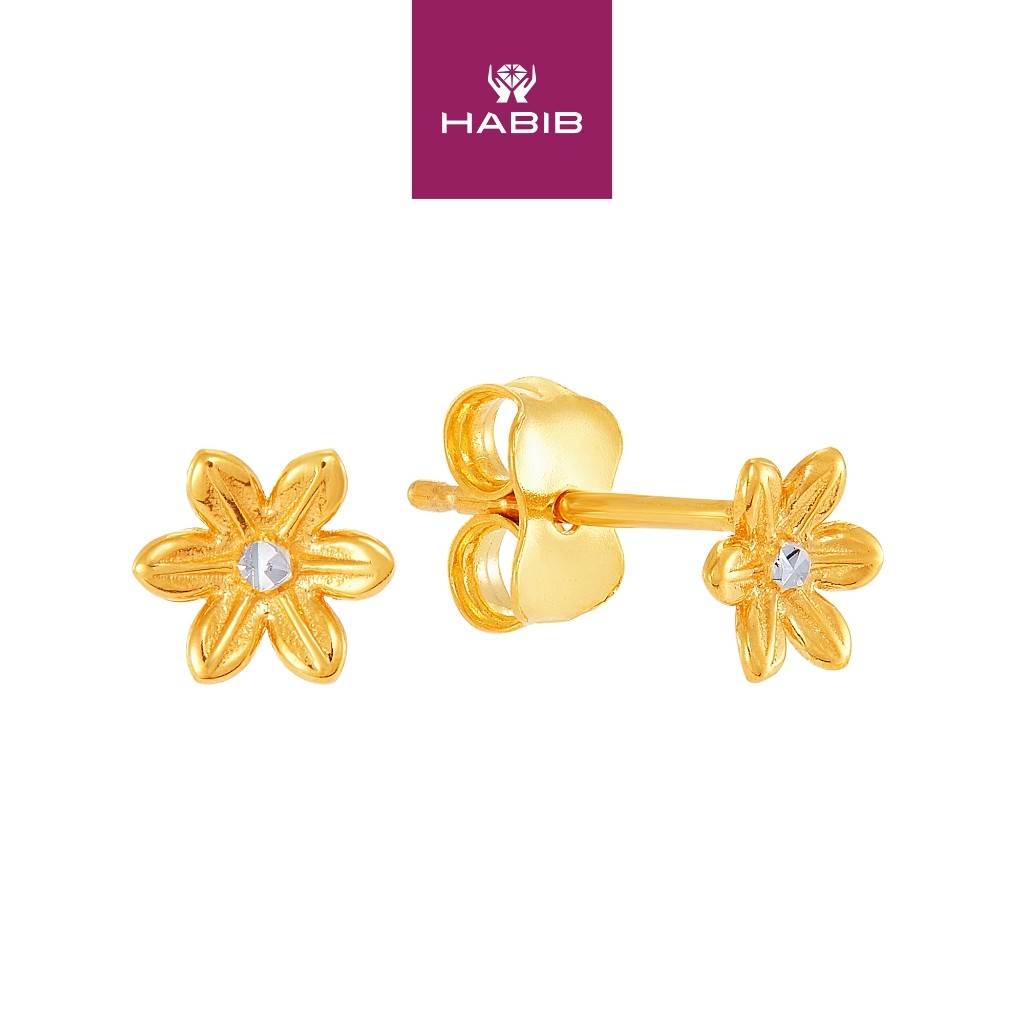 HABIB Oro Italia 916 Yellow and White Gold Earrings (Flower) GE73960323 ...