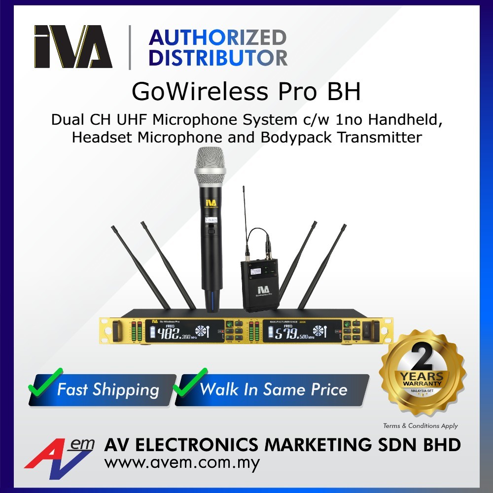 IVA GoWireless Pro BH UHF Wireless Microphone c/w 1 handheld, 1 ...