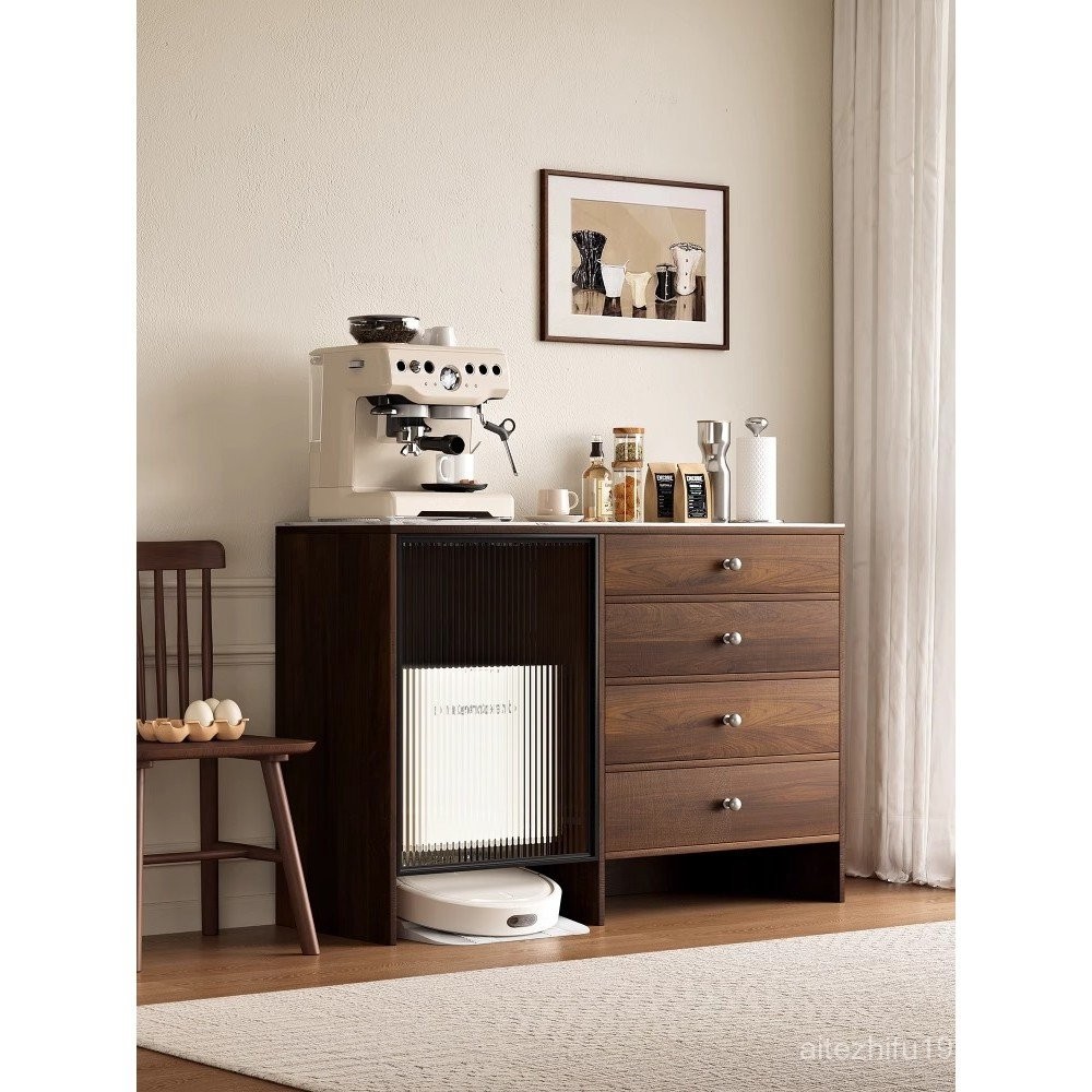 Solid Wood Dining Side Cabinet Back Wall Integrated Multifunctional ...