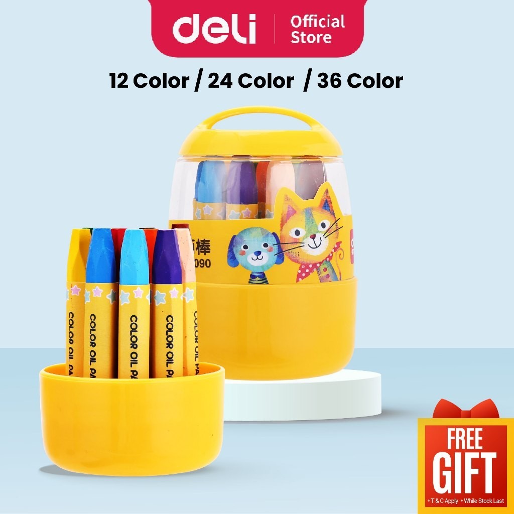 Deli Oil Pastel Crayon Pencil Bucket Smooth & Vibrant Colors Art Supplies | Shopee Malaysia