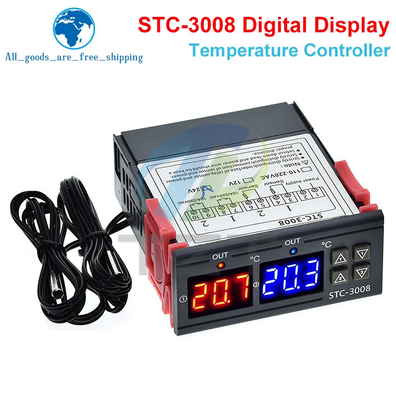 Dual Digital STC-3008 Temperature Controller Two Relay Output ...