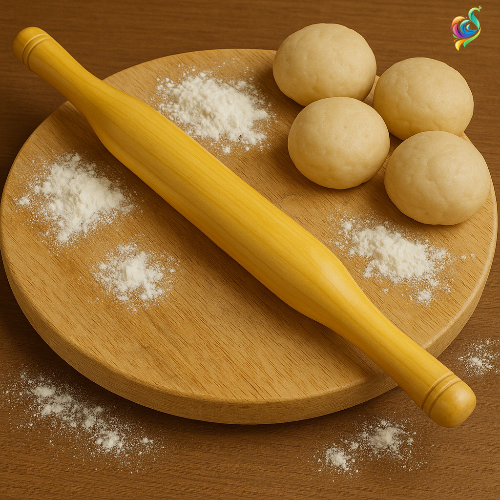 Wooden Roti Belan Rolling Pin Penggiling Kayu Capati & Puri – Dough ...