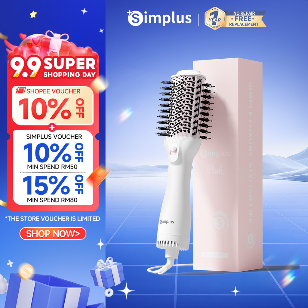 Simplus 4 In 1 Hot Air Brush丨Straight&Curly Dual Use丨Fast Drying 丨 ...
