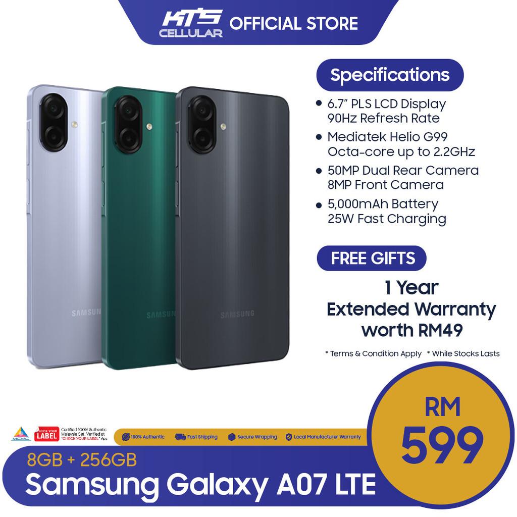 Samsung Galaxy A07 LTE (8GB+256GB) Smartphone - Original 1 Year ...