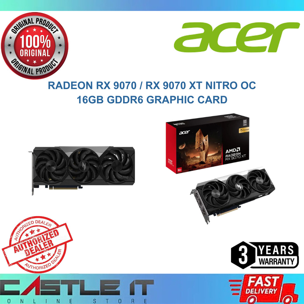 Acer Radeon RX 9070 / RX 9070 XT Nitro OC 16GB GDDR6 Graphic Card ...