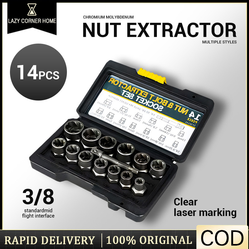 14PCS Impact Nut and Bolt Extractor Socket Set Damage Rust Screw Bolt ...