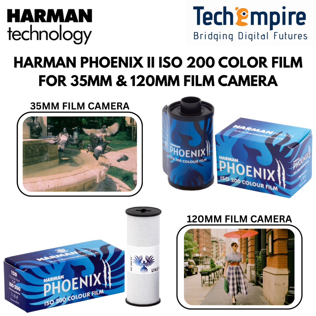 Harman Phoenix 200 ISO 35mm Film Camera (36EXPOSURE) & 120mm Film ...