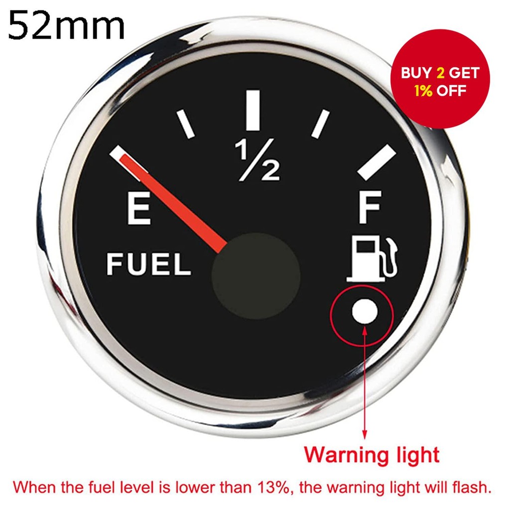 Fuel Level Gauge LED Oil Tank Indicator 0-190ohm Alarm for Car, Boat ...