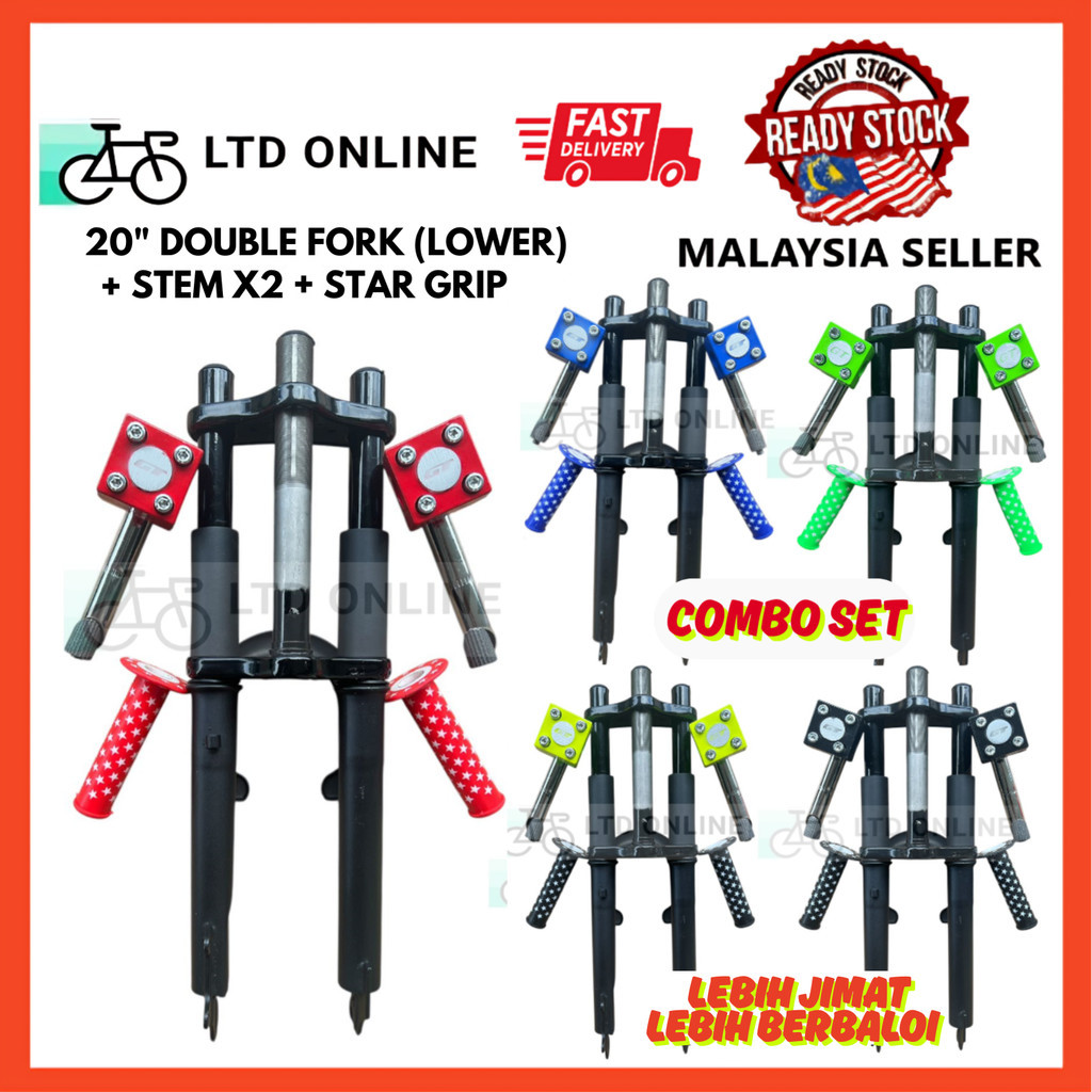 COMBO SET!!!! 20" BICYCLE DOUBLE FORK LOWERED GT HANDLE STEM HANDLE BAR ...