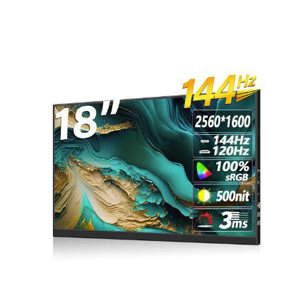 18 Inch 2.5K 144Hz Portable Monitor Freesync 99%DCI-P3 Display IPS ...