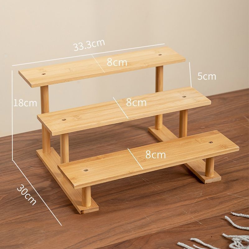 Stepped display stand, solid wood tabletop storage rack, trapezoidal ...