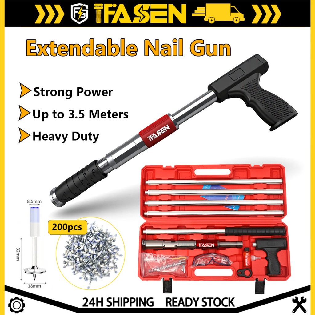 IFASEN 3.5M Extendable Manual Steel Nail Gun Heavy Duty Extension Rod ...