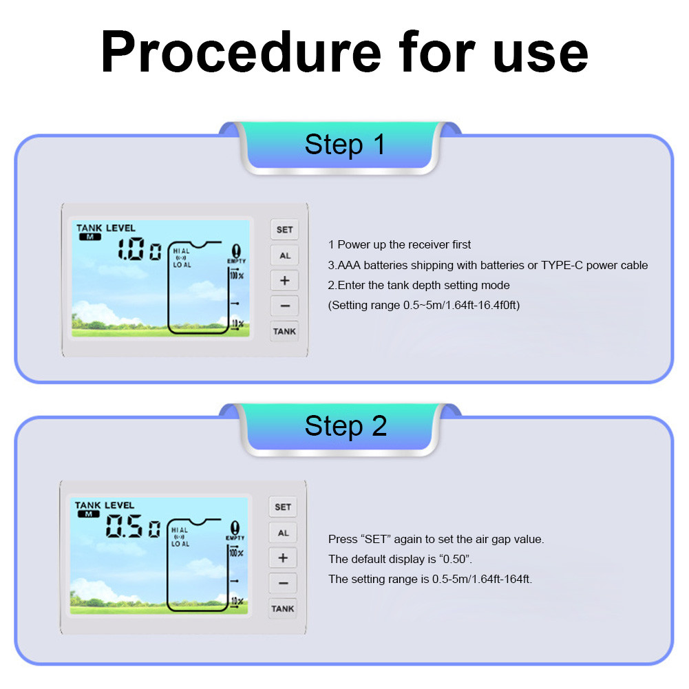 Wireless Ultrasonic Water Level Indicator Gauge with Temperature Sensor ...