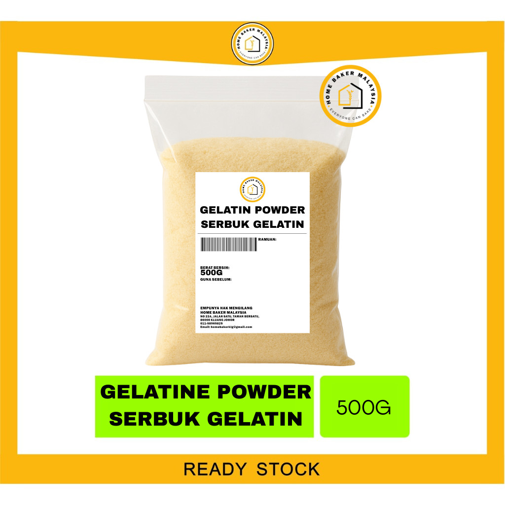 GELATINE POWDER / SERBUK GELATIN 500G - HOME BAKER MALAYSIA | Shopee ...