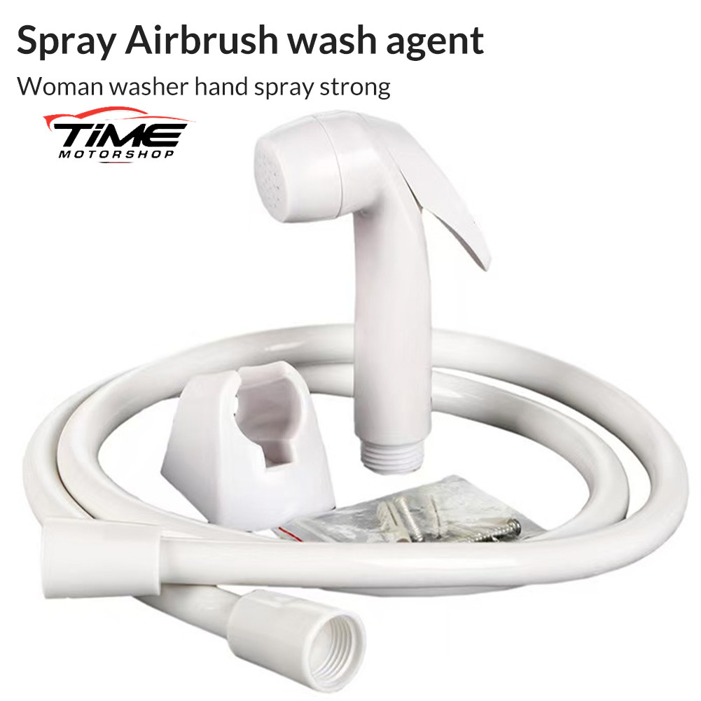 White Hand Bidet Sprayer ( PVC )+ 1.2m Hose Set Toilet Spray Water Pipe ...
