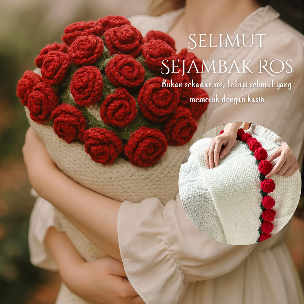 BeliBeli【Selimut Bunga】Selimut Ros Rose Blanket Flower Shaped Throw ...