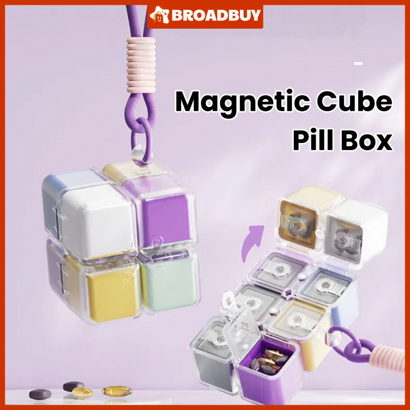 🔥Ship🔥Travel Pill Organizer,Magnetic Cube Cute Pill Box Pill Compact ...