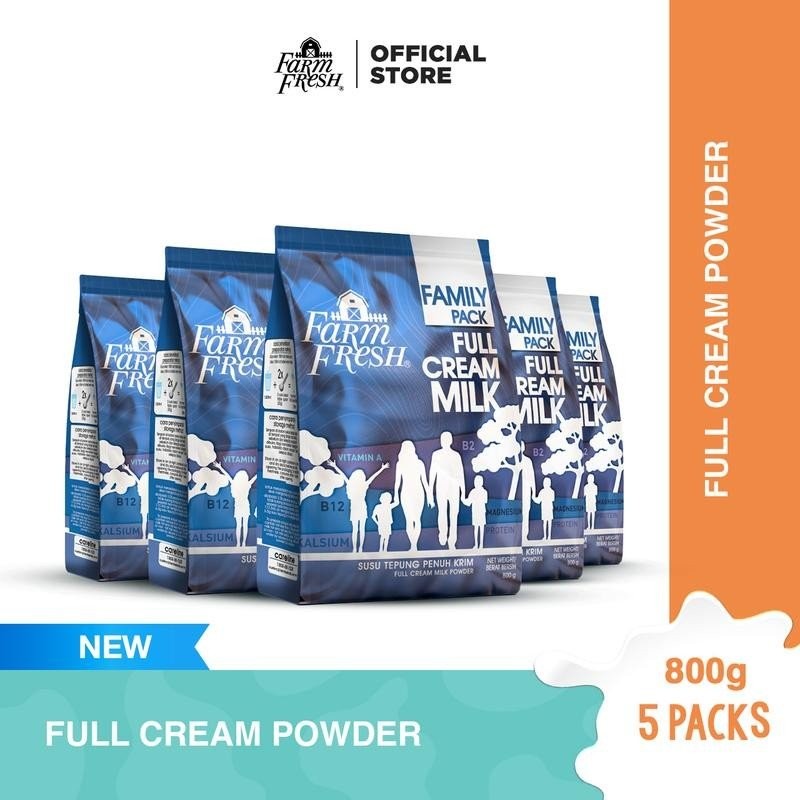 Farm Fresh Full Cream Milk Powder 800g x 5 Packs | Farm Fresh Susu ...