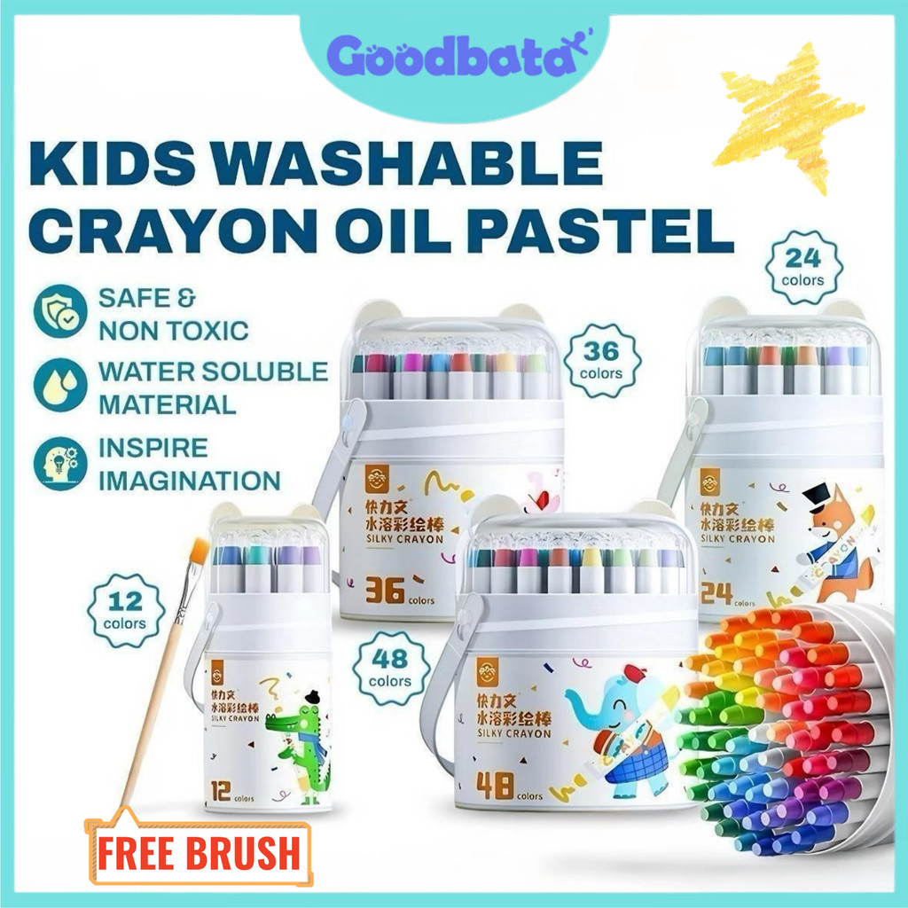 Goodbata 48Colors Plastic Crayons for Kids Painting No Dirty Hand Safe ...