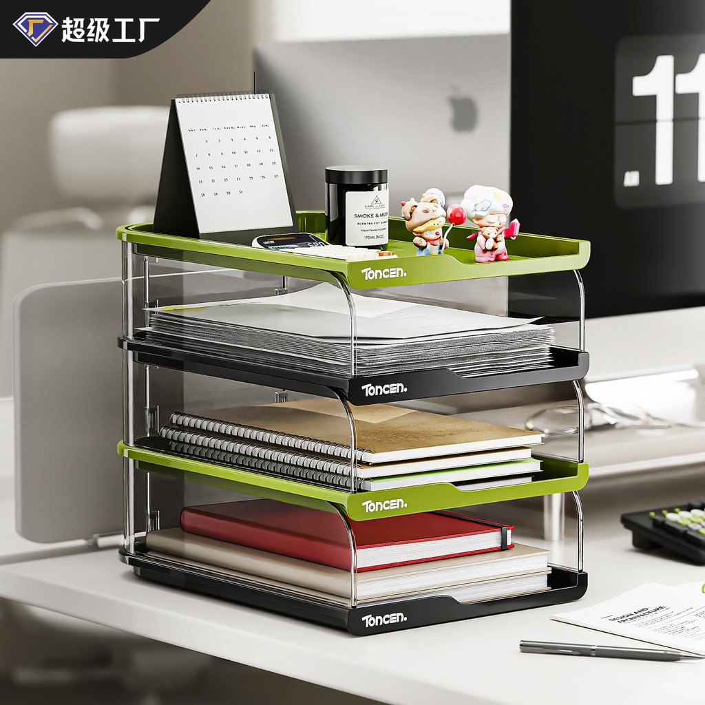 Multi-Layer Transparent Desktop Folder Dopamine Style Shelf Storage Box ...