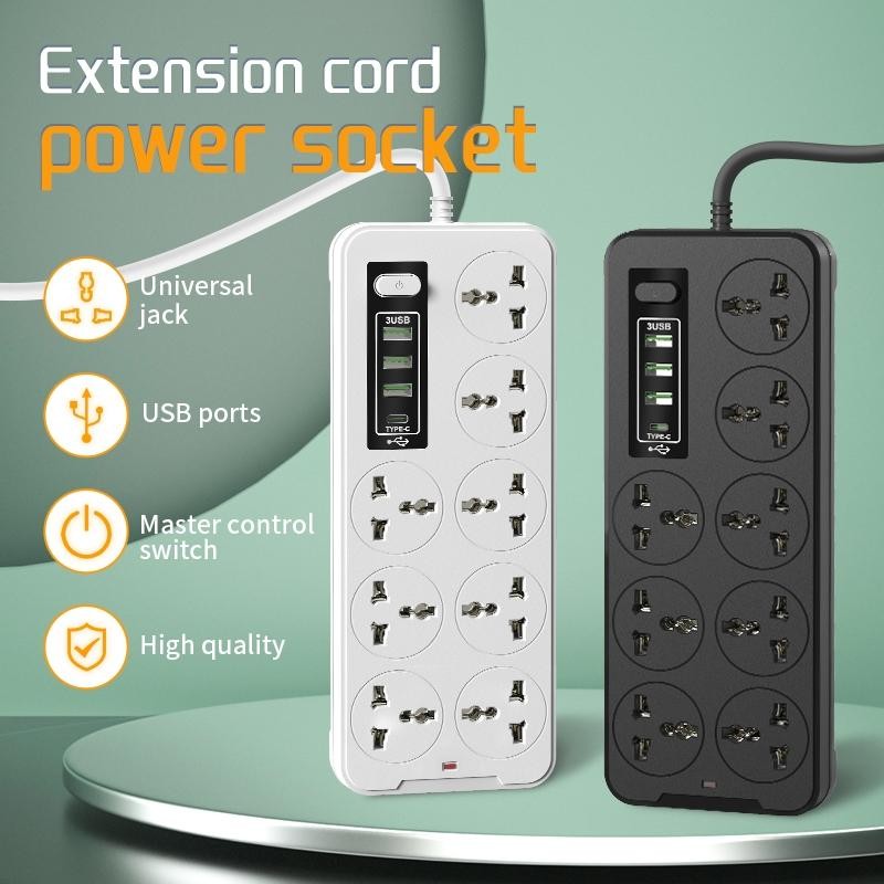 5M KABEL 3 USB 8 PORT 1 TYPE-C Universal Power Strip Sambungan Palam ...