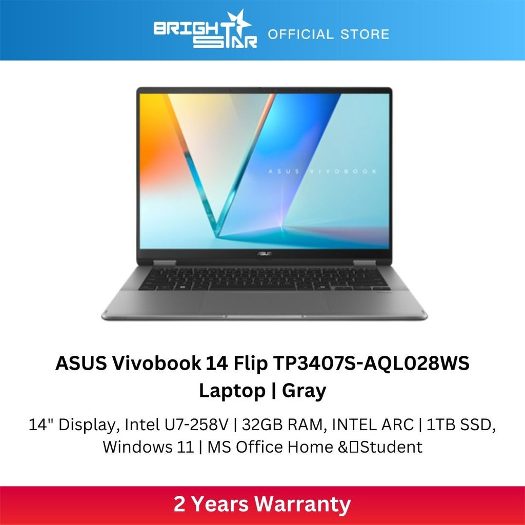 ASUS Vivobook 14 Flip TP3407S-AQL028WS Laptop - 14" OLED/U7-258V/32GB ...