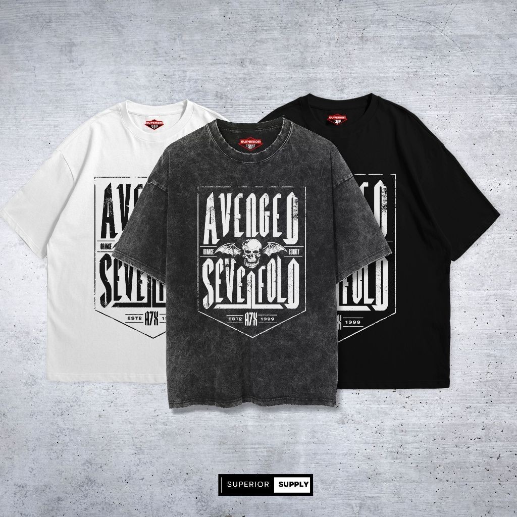 SUPERIOR Avenged Sevenfold sandwash washed t-shirt oversize & slim-fit ...
