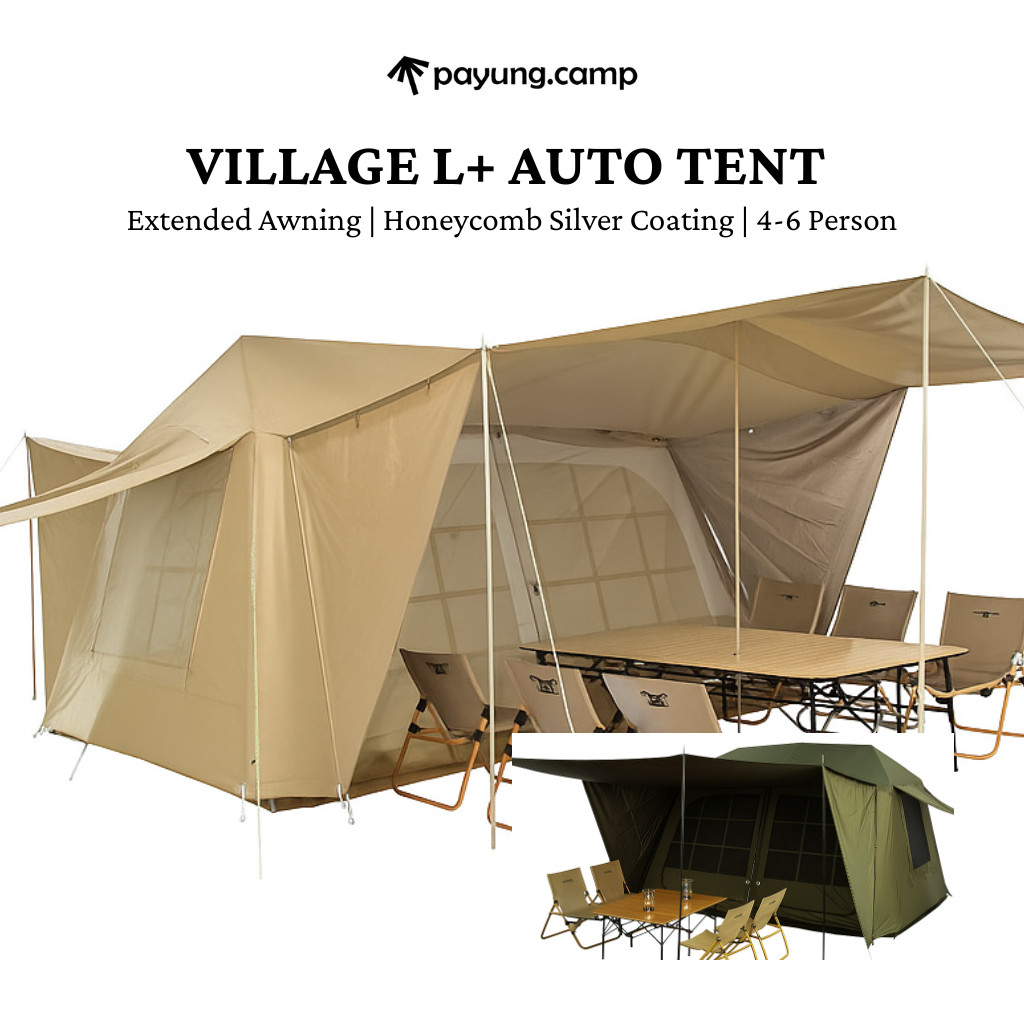 PAYUNG.CAMP Village L+ Ver1.2 Alloy Frame 300D Honeycomb Ripstop Silver Coating Oxford 7 Awning ...