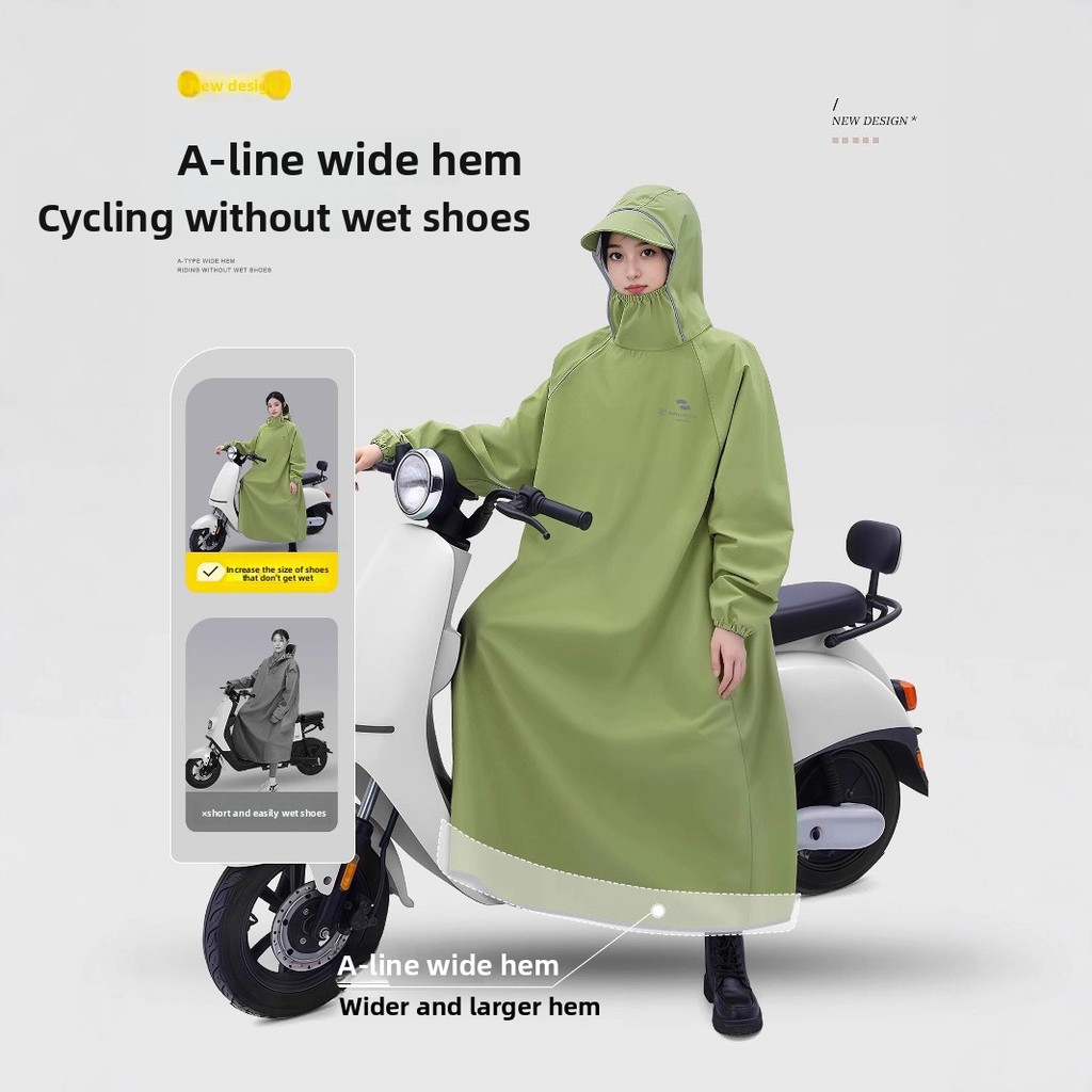 Raincoat Full Body Adult Sleeve Cycling Poncho Female Electric Student ...
