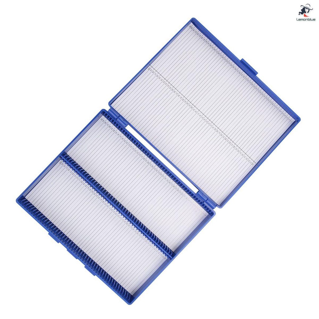 Royal Blue Plastic Microscope Slide Container - 100 Slides Rectangular ...