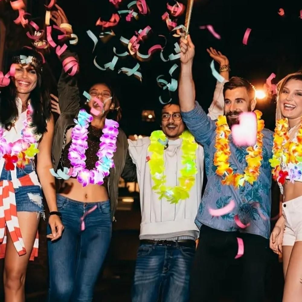 Hawaiian LED Luau Leis Party Decorations Supplies Light Up Tropical ...