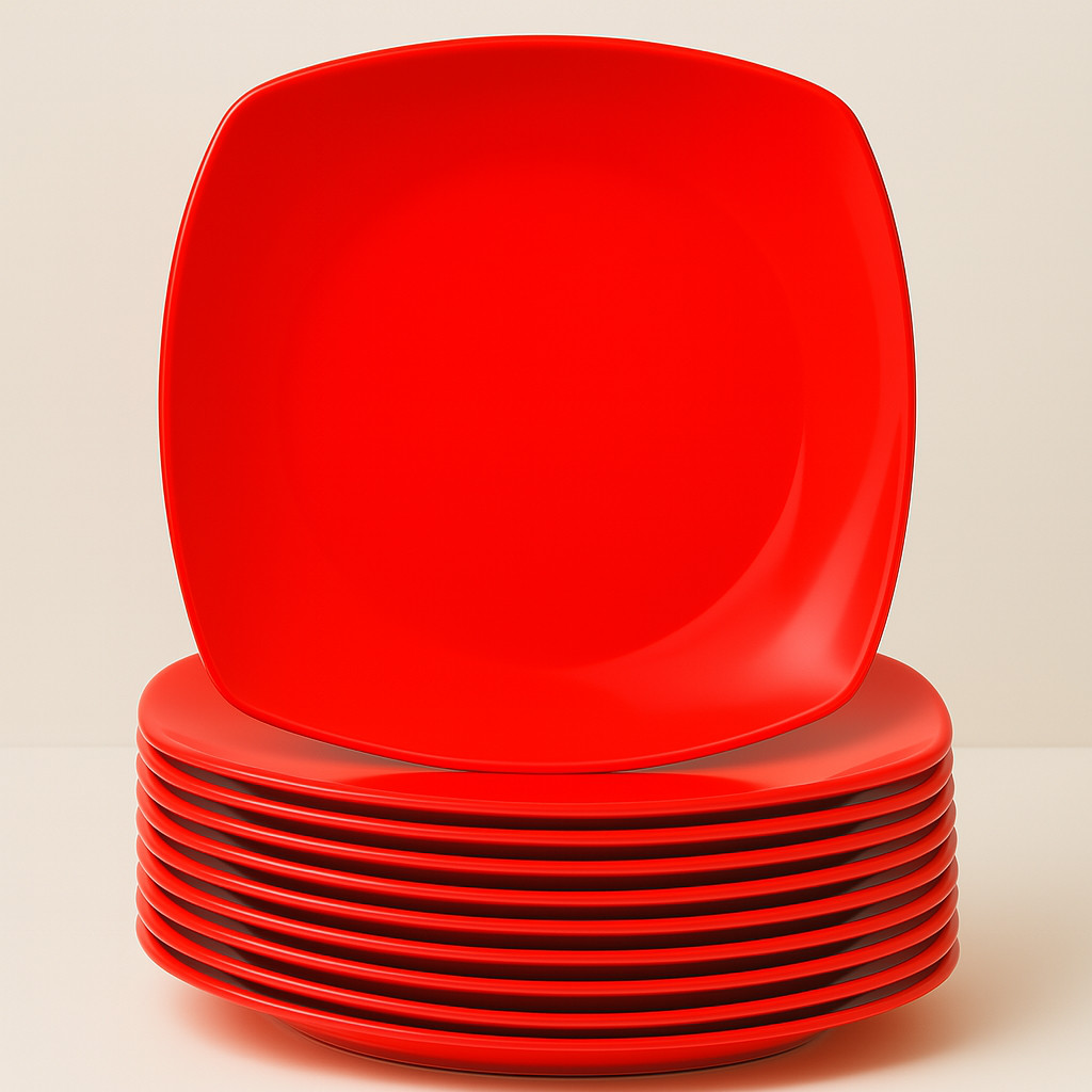 [12 PCS] SMALL FLAT MELAMINE PLATES FOR CAKES, SNACKS, 6 INCH SEMI ...