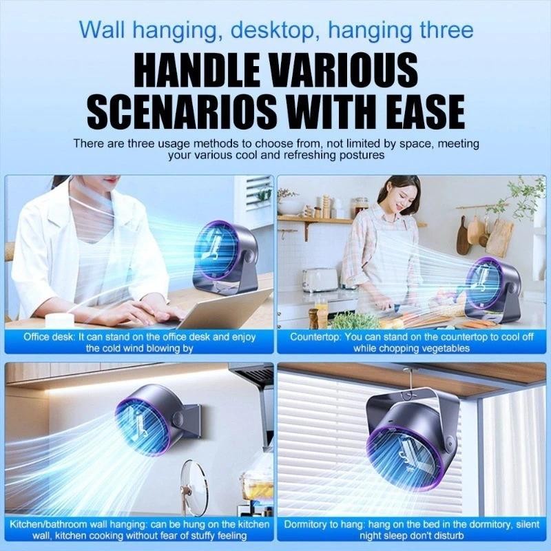Desk Fan 60000mAh Rechargeable Fan 360° Air Circulation Fan 100-Speed ...