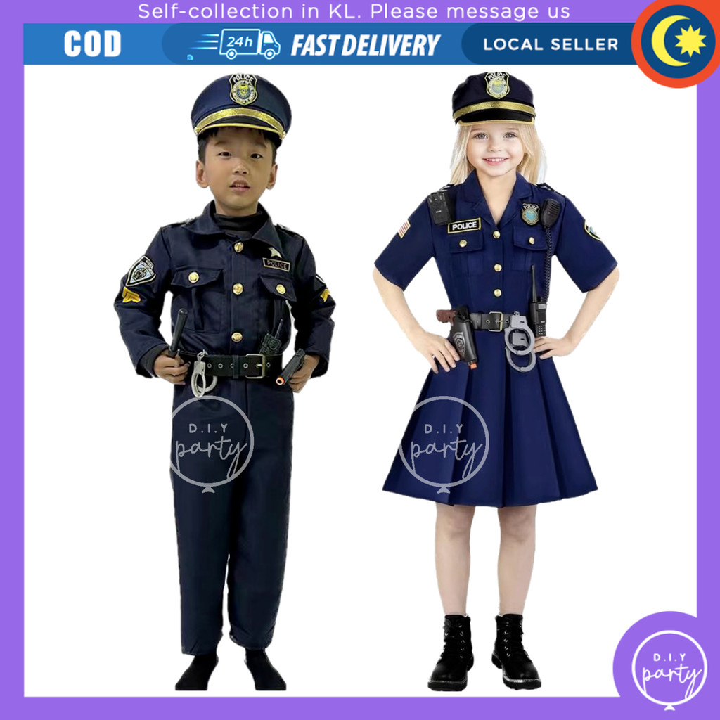 Police Costume Kids Children Cosplay Uniform Girl Boy Pretend Play ...