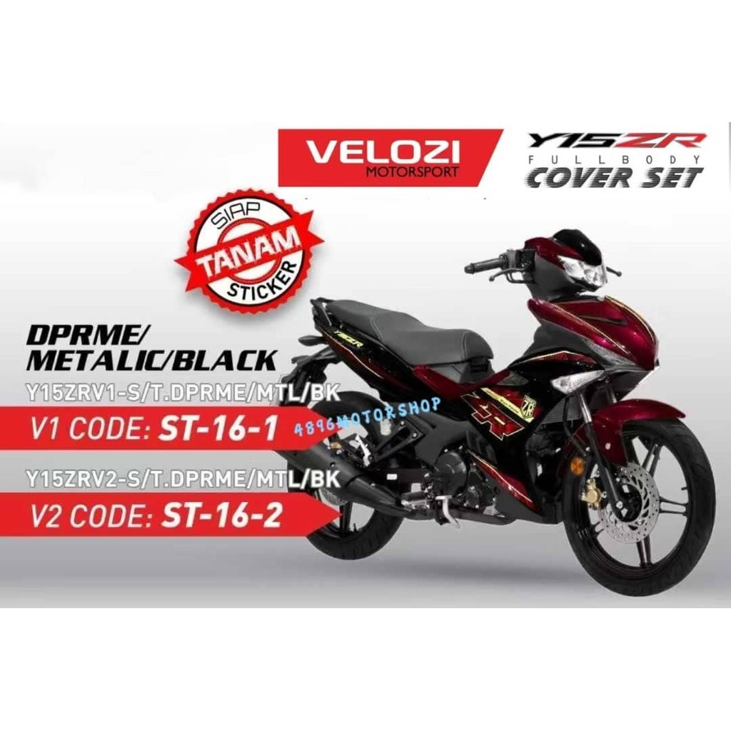 VELOZI Y15 V1 V2 FULL BODY COVER SET ( SIAP TANAM ) DPRME TITAN NEW RED ...