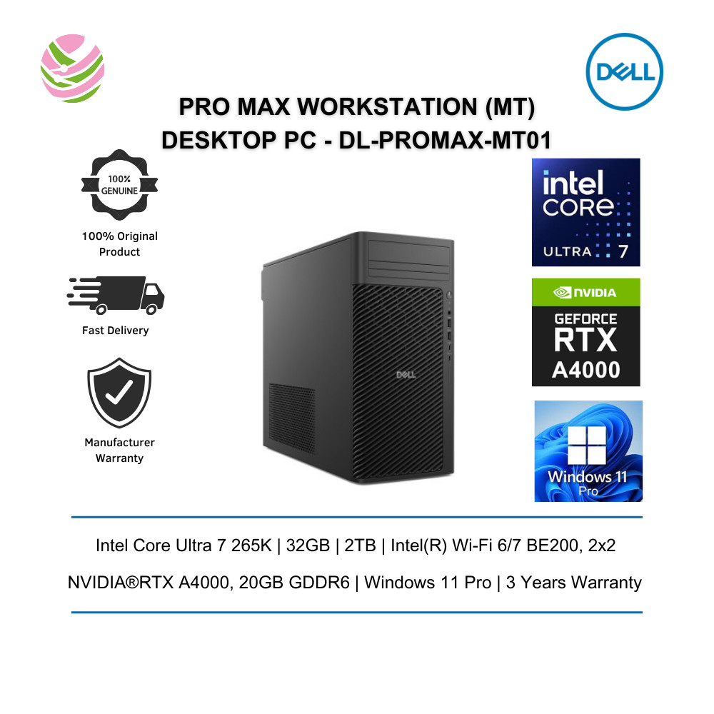 Dell Pro Max Tower Workstation (MT) Desktop PC (FCT2250, U7265K, 32GB ...