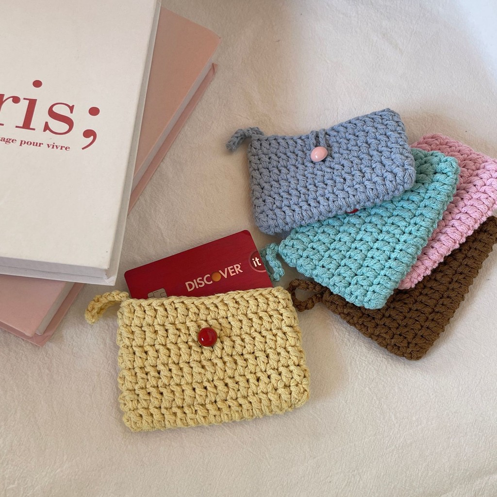 Beg Duit Crochet Warna Pastel, Beg Kad Cotton Handmade, Beg Lipstrap ...